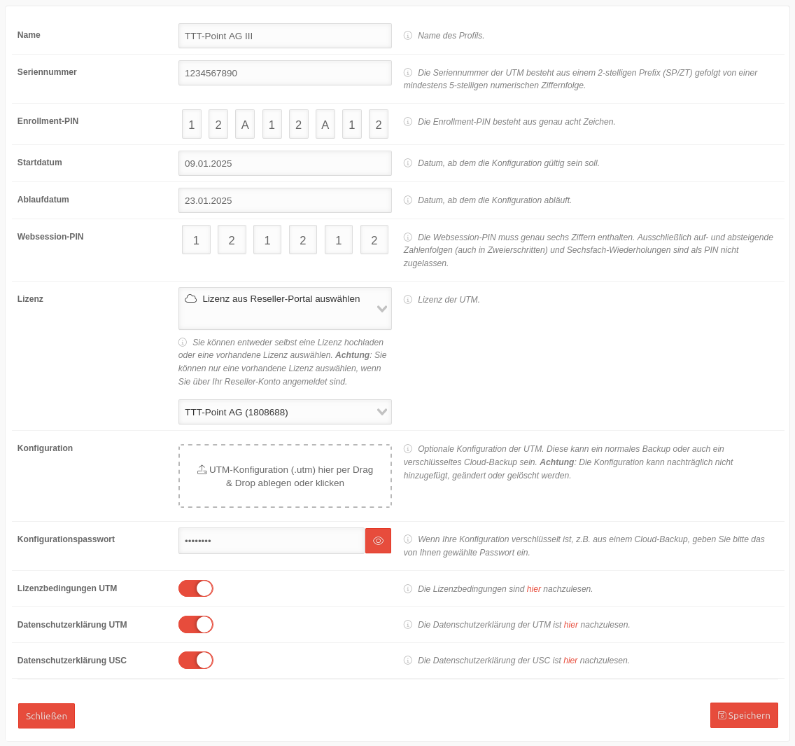 UTM Zero-Touch-Profile